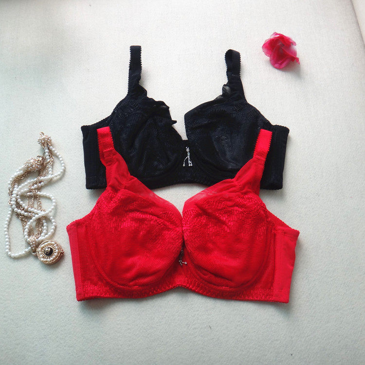 全罩杯薄款聚拢调整型文胸大红色本命年内衣C杯d杯E杯女 70C 70D_虎窝淘