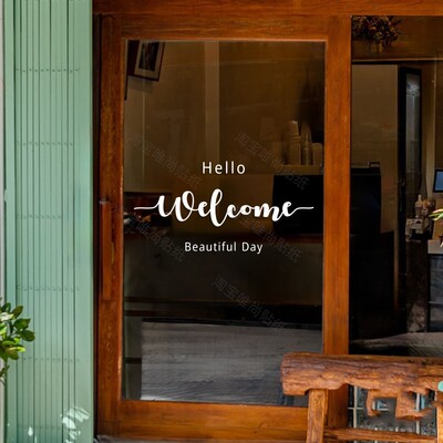 简约welcome英文字母创意欢迎光临门贴店铺玻璃门贴纸橱窗贴自粘