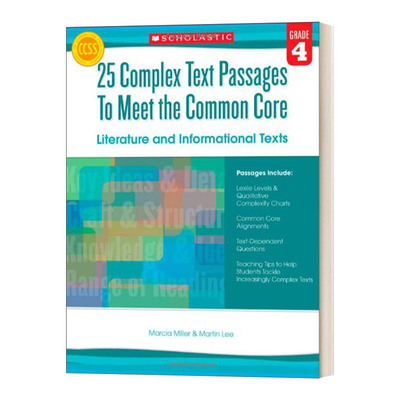 英文原版 25 Complex Text Passages to Meet the Common Core Literature and Informational Texts Gr.4 学乐美国课程大纲英语