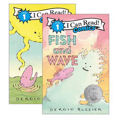 英文原版 Fish and Sun/Wave 鱼和太阳/海浪2册 儿童漫画 I Can Read Comics Level 1分级阅读 英文版 进口英语原版书籍
