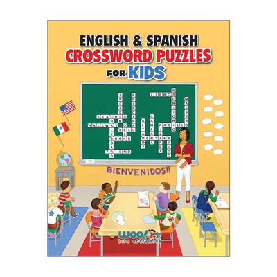 原版 English and Spanish Crossword Puzzles for Kids 儿童英语和西班牙语填字游戏 双语字谜 语言学习 进口原版书籍