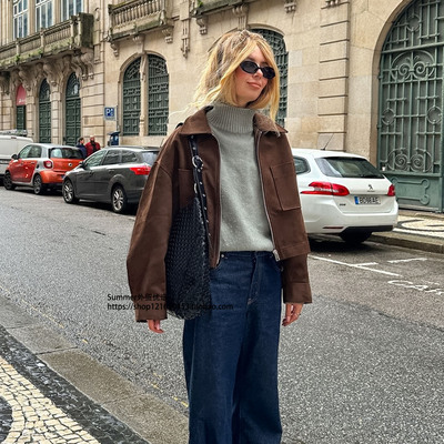 2025秋欧美街头小西装麂皮绒外套