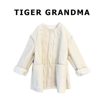 大奇TG 【外简内柔】慵懒廓形-棉质衬绒羊羔绒宽松中长夹克外套