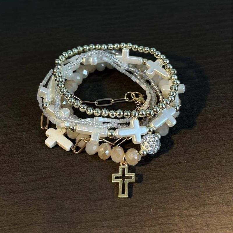 Vintage古着配饰 RosyCross手链 金色串珠小众叠戴链复古古著饰品