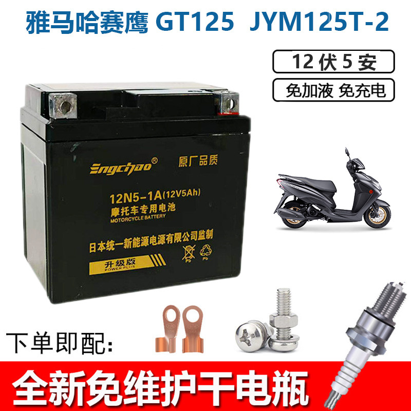 适雅马哈赛鹰GT125 JYM125Y-2/2C踏板摩托车配套电瓶YTX5-BS电池