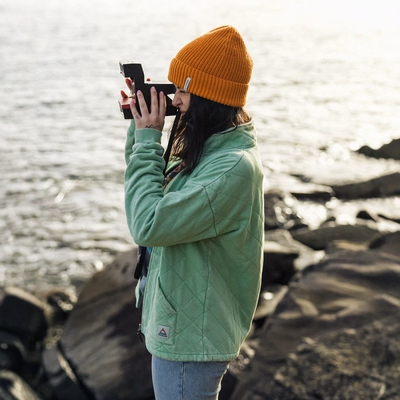 英伦户外山系PSG 女款 复古洗水再生绗缝拉链外套 D375