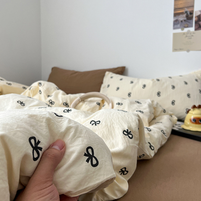 全棉水洗棉床上四件套2025新款被罩床单被套大学生宿舍三件套床笠