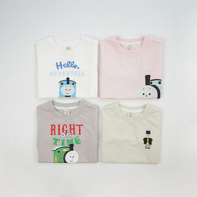 夏装纯棉A类儿童短袖小火车T恤
