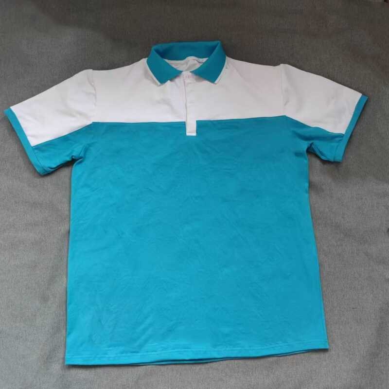 定做夏季男女校服同款运动短袖拼接翻领纯棉运动休闲POLO衫T恤衫