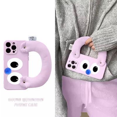 搞怪大眼睛适用红米turbo3手机壳note12小米civi4pro手提腕带k70k60k50k40k30充棉10/9/8个性时尚m11卡通可爱