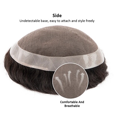 Toupee For Men Mono PU Men's Wigs 6inch Natural Human Hair