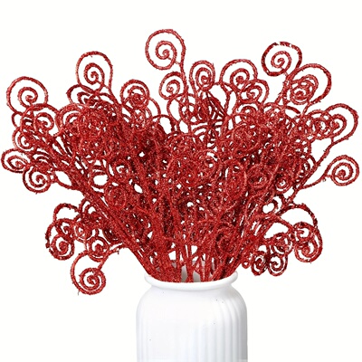 15pcs Glitter Artificial Candy Ring Spray Picks for Christm