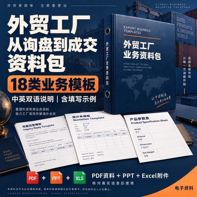 外贸工厂资料包｜英文邮件报价单PI模板附PPT和Excel