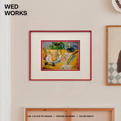 WED WORKS 中古包豪斯多巴胺红色高级感客厅餐厅氛围感装饰画挂画