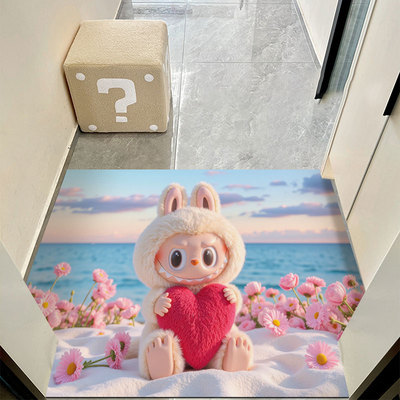 卡通拉布布pu皮革地垫可擦洗免洗PVC防水防油防滑脚垫入门进门垫