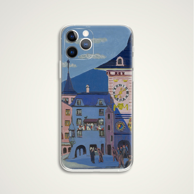 r蓝色小镇印象派油画