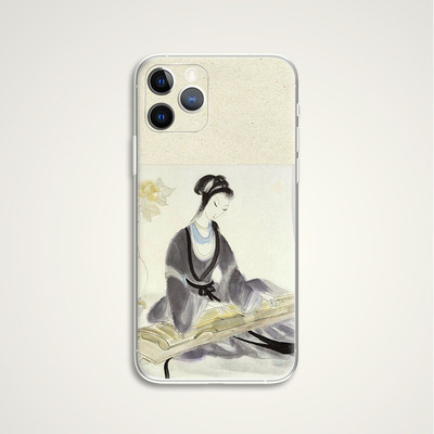 3件7折 lin feng mian 林风眠  弹古琴的仕女 国画名画油画文艺术生手机壳 E838 适用苹果iphone17PROMAX华为
