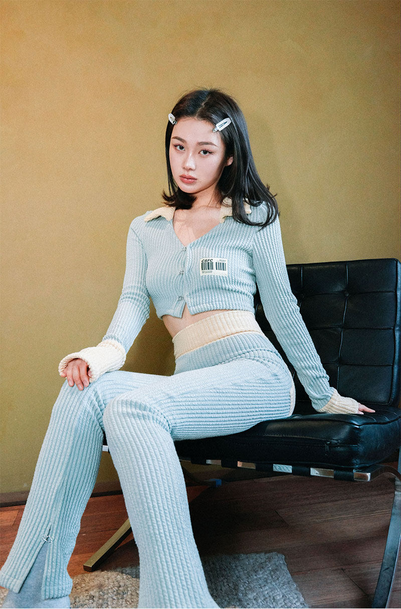 [GINGER MI] CSFC可爱辣妹肥条纹复古条形码套装_虎窝淘