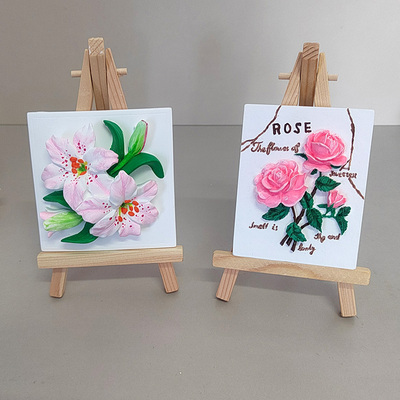 百合花牌石膏娃娃涂色白胚diy手工涂鸦 郁金香立体浮雕画活动团建