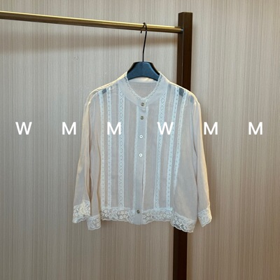 WMM亚麻法式蕾丝七分袖设计感衬衫女新款休闲百搭时尚舒适显瘦