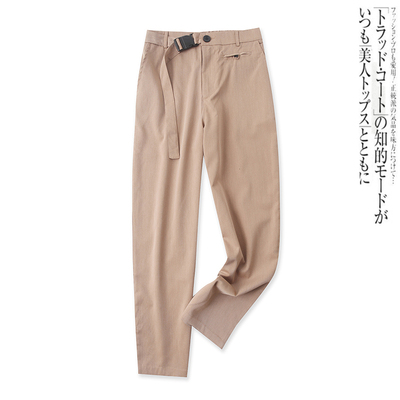 半松紧高腰百搭休闲直筒长裤