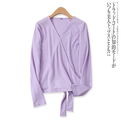 长袖针织衫百搭坑条长袖T恤