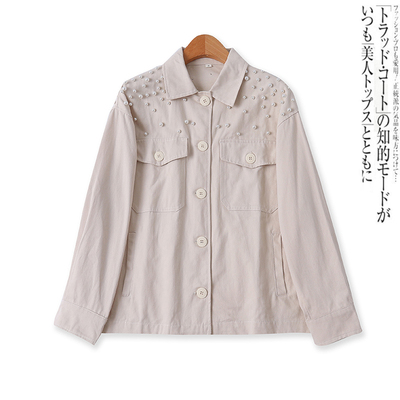 外套长袖上衣宽松钉珠