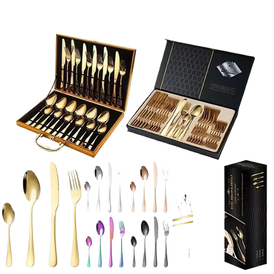 Stainless steel tableware 24 piece set Western knife, fork,
