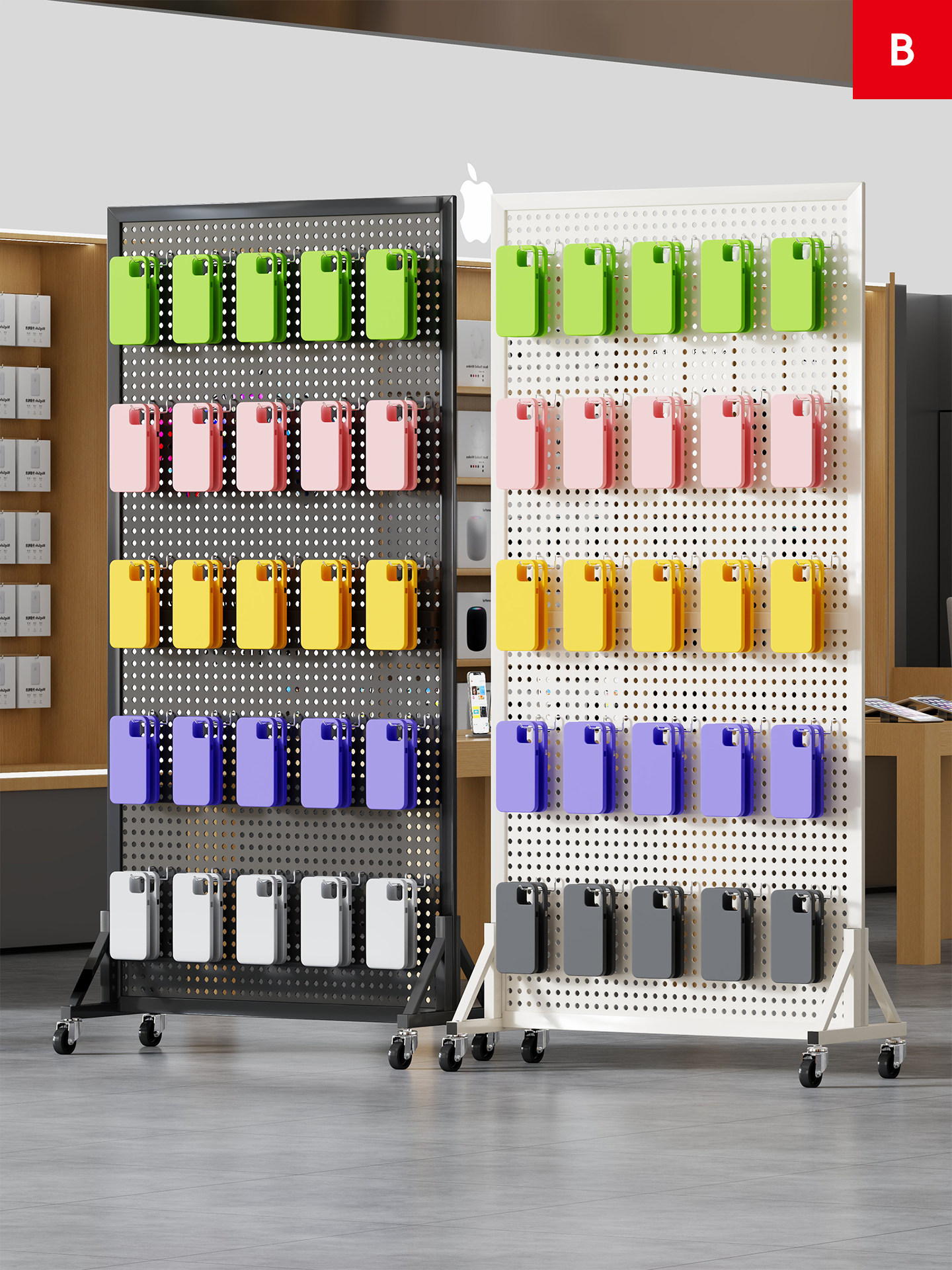 洞洞板置物架落地式手机配件饰品收纳五金工具挂板超市立式展示架