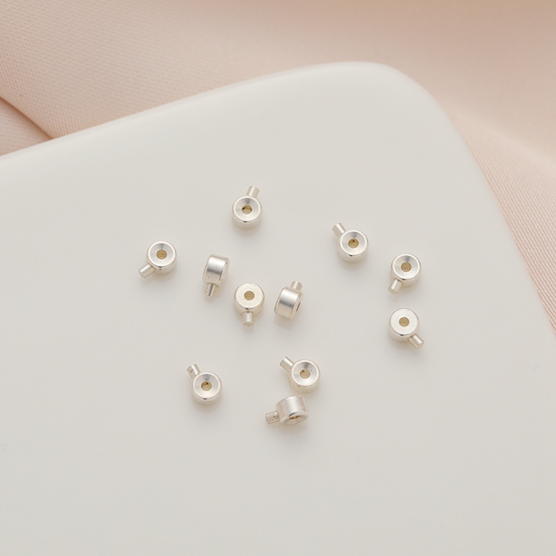 S925纯银钢丝扣软钢丝卡扣diy饰品配件串珠细钢丝收尾扣固定扣头_虎窝淘