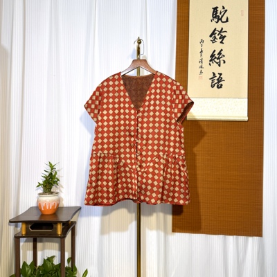 【舒然-娃娃小衫】5852新中式国风 香云纱  提花花萝 娃娃小衫