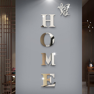 jm1237跨境home家庭标语亚克力3d立体镜面墙贴玄关门口装饰品