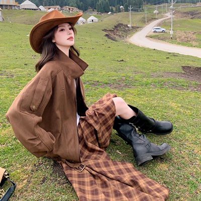 现货！2026春装新款时髦摩登复古麂皮绒外套女2C325-520P175K258