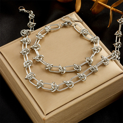 Stainless Steel Gold Silver Color Necklace Bracelets Womens