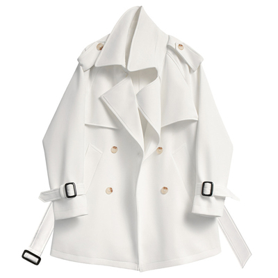 高级白色巨好看小个子风衣2026春秋新款收腰垂感英伦翻领短外套女