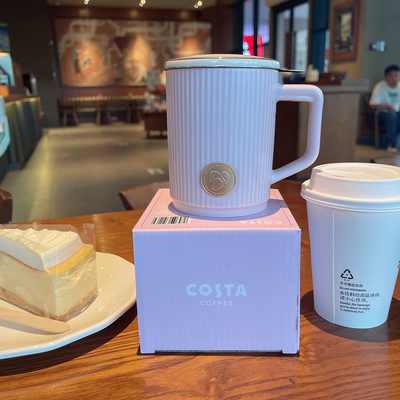 COSTA女王星黛紫马克杯 带茶滤陶瓷女神杯带盖办茶漏水杯家用礼物