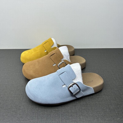 品牌撤柜处理真皮勃肯鞋春季新款复古百搭一脚蹬懒人包头平底拖鞋