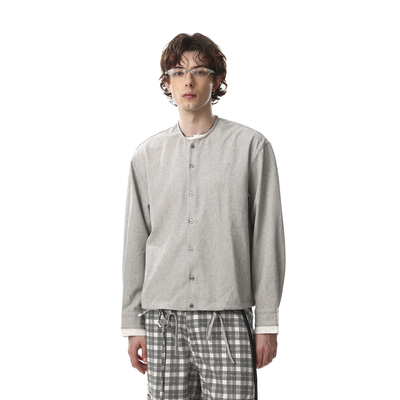 美式简约假两件排扣开衫夹克