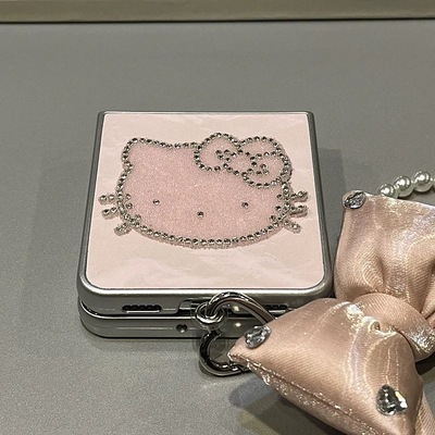 奢华闪钻kt猫适用华为Pura X折叠屏手机壳pocket2硬壳小米mixflip三星zflip6挂件OPPOFindN3Flip荣耀vivo女款