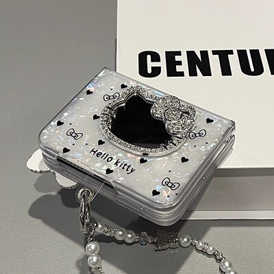 日韩闪钻蝴蝶结镜子适用华为Pura X折叠屏手机壳pocket2全包小米mixflip2三星zflip7OPPO FindN3Flip荣耀vivo