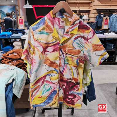 正品男士2023年新款涂鸦印花衬衫