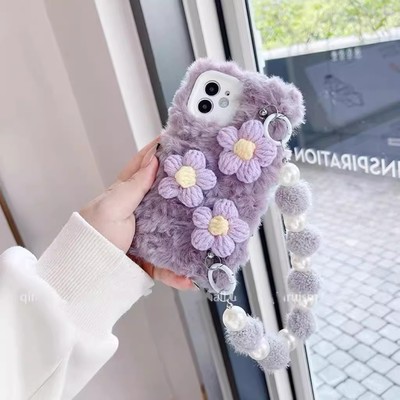 秋冬款针织毛线花朵Y77毛绒y37女y36i/vivox100s/x90s/x80x70/vivos19pro/s18s16/s17t手机壳vivo y78+/y35m
