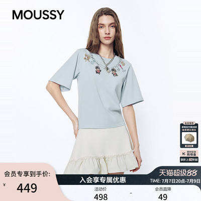 MOUSSY&Monchhichi合作款 2026夏季新品项链印花T恤028JSZ01-1002