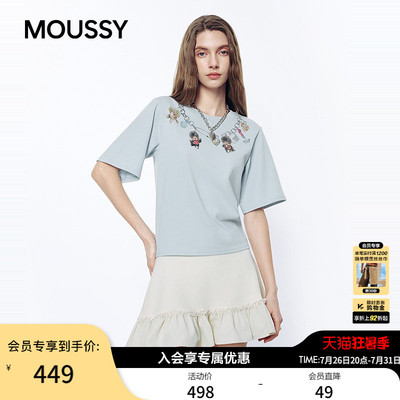 MOUSSY&Monchhichi合作款 2026夏季新品项链印花T恤028JSZ01-1002