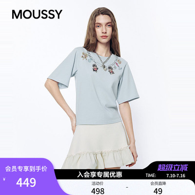 MOUSSY&Monchhichi合作款 2026夏季新品项链印花T恤028JSZ01-1002