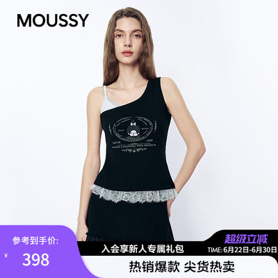 MOUSSY&Monchhichi合作款2026夏季新品蕾丝拼接吊带028JSZ01-1003
