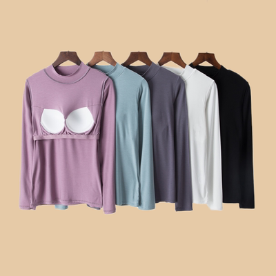 长袖罩杯一体免穿文胸