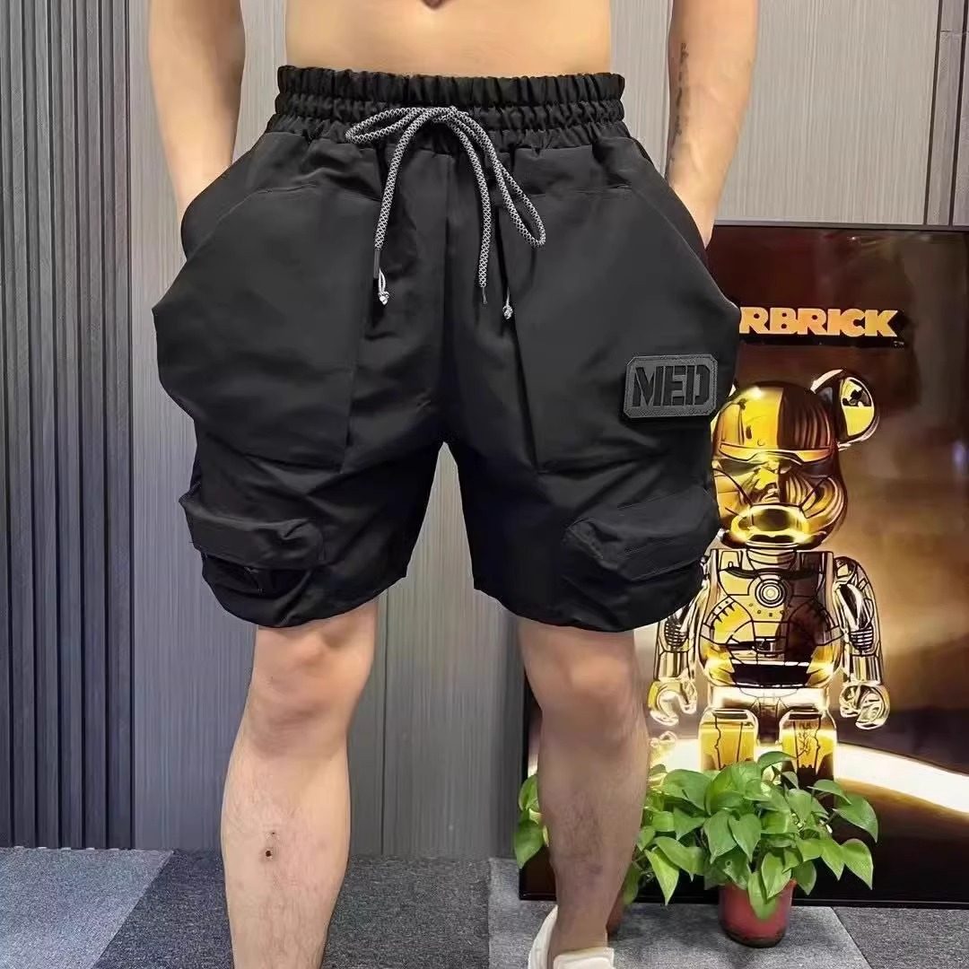 LL男装五分裤男夏季工装2025新款速干运动直筒短裤休闲多口袋青年