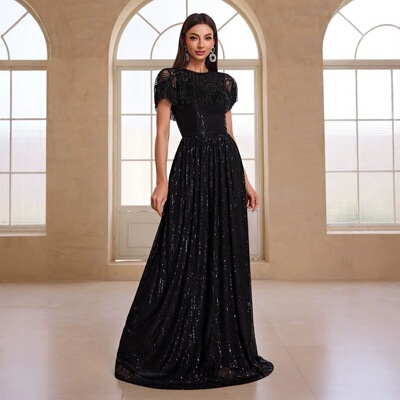 跨境外贸舞会晚礼服裙 evening party dress long maix birthday