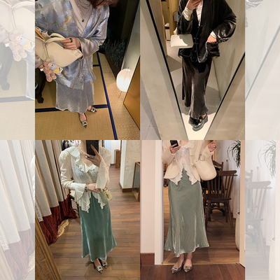 新中式【清歌宴】高密韩国绒 1.5倍斜裁 国风上衣好搭丝绒半身裙